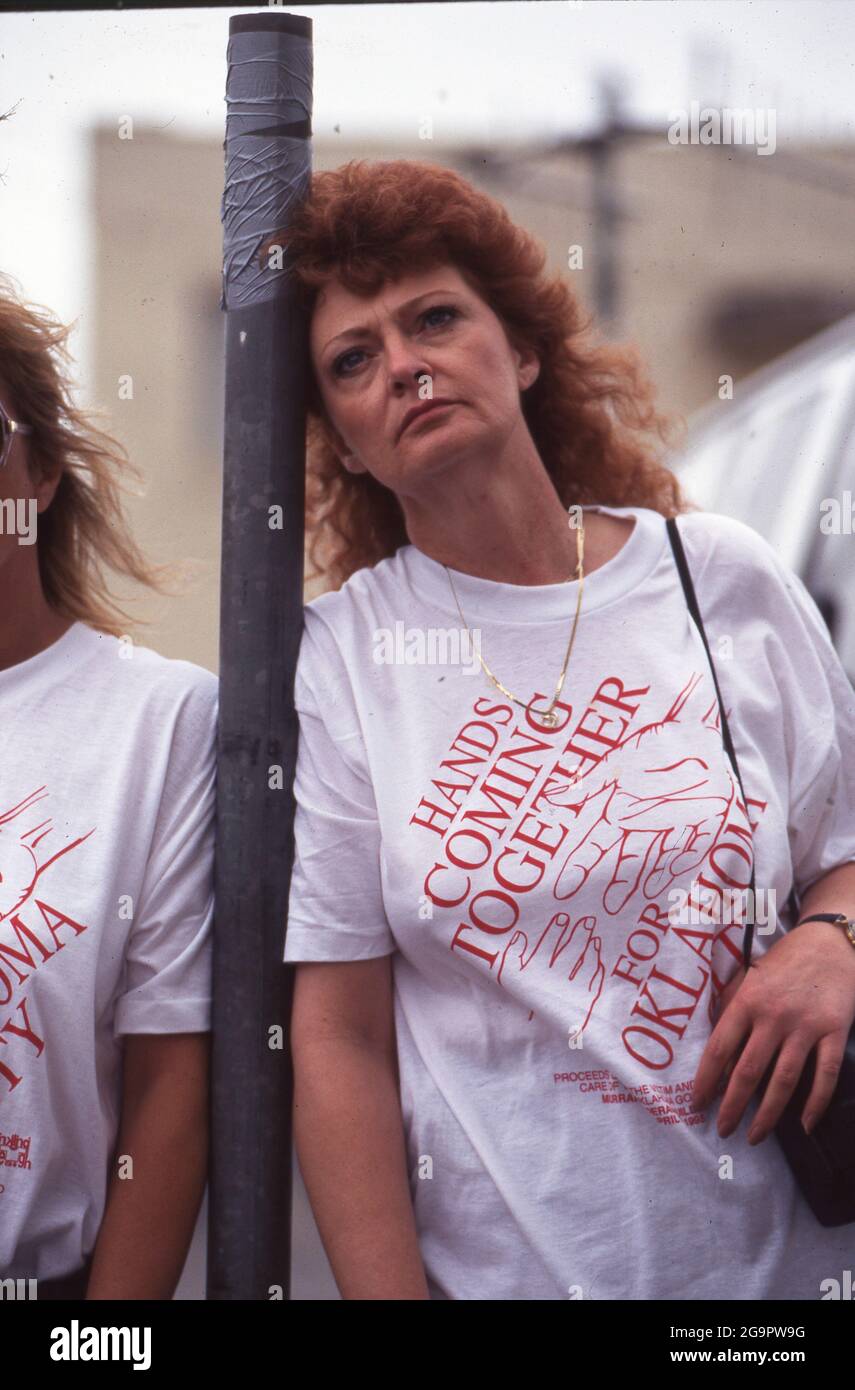 Terrorism and Disasters: ©1995 Woman watches the cleanup action in the ...
