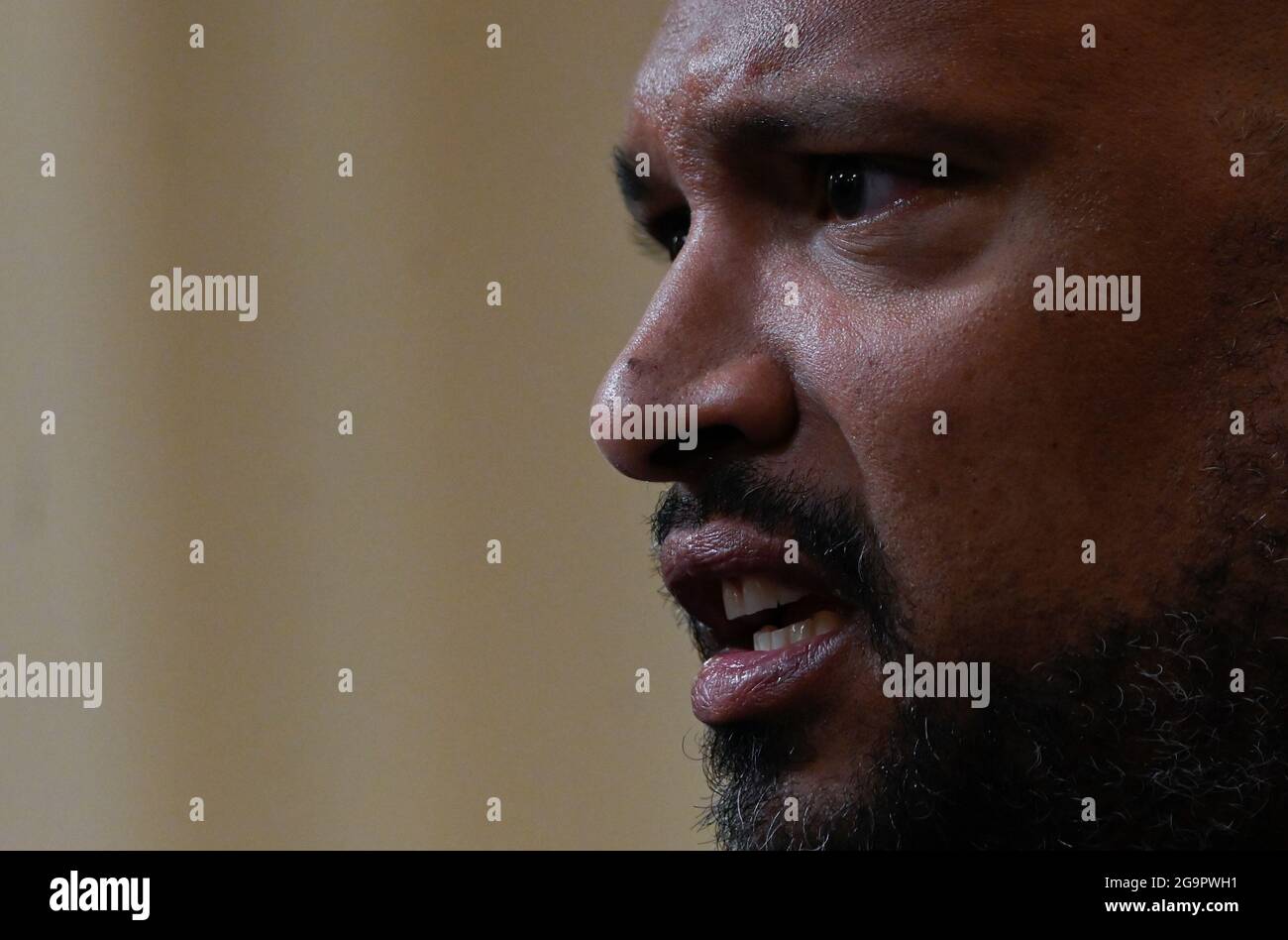 US Capitol Police officer Harry Dunn speaks during a hearing of the ...