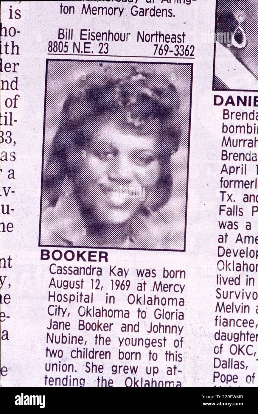 Terrorism and Disasters: ©1995 Victim Cassandra Kay Booker in the ...