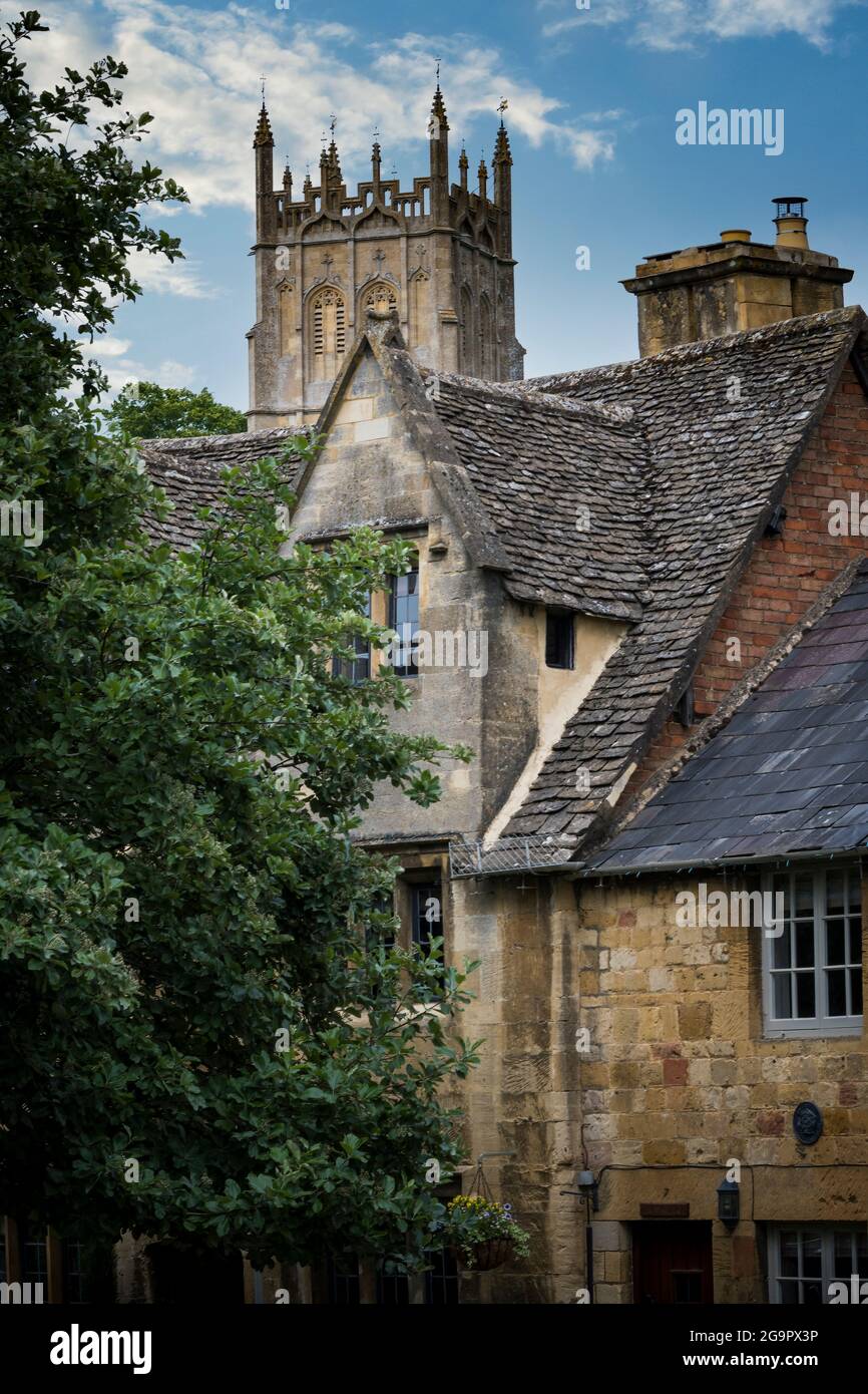 Church spire and buildings in the Cotswolds Stock Photo - Alamy