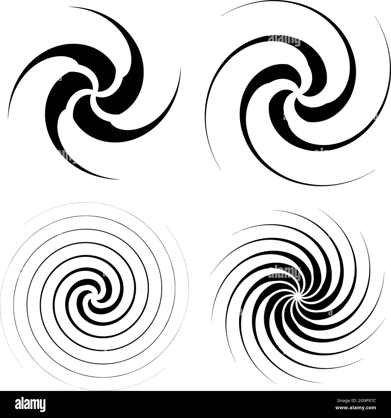 Spiral, swirl, twirl. Volute, helix, eddy and vortex shape. Radial ...