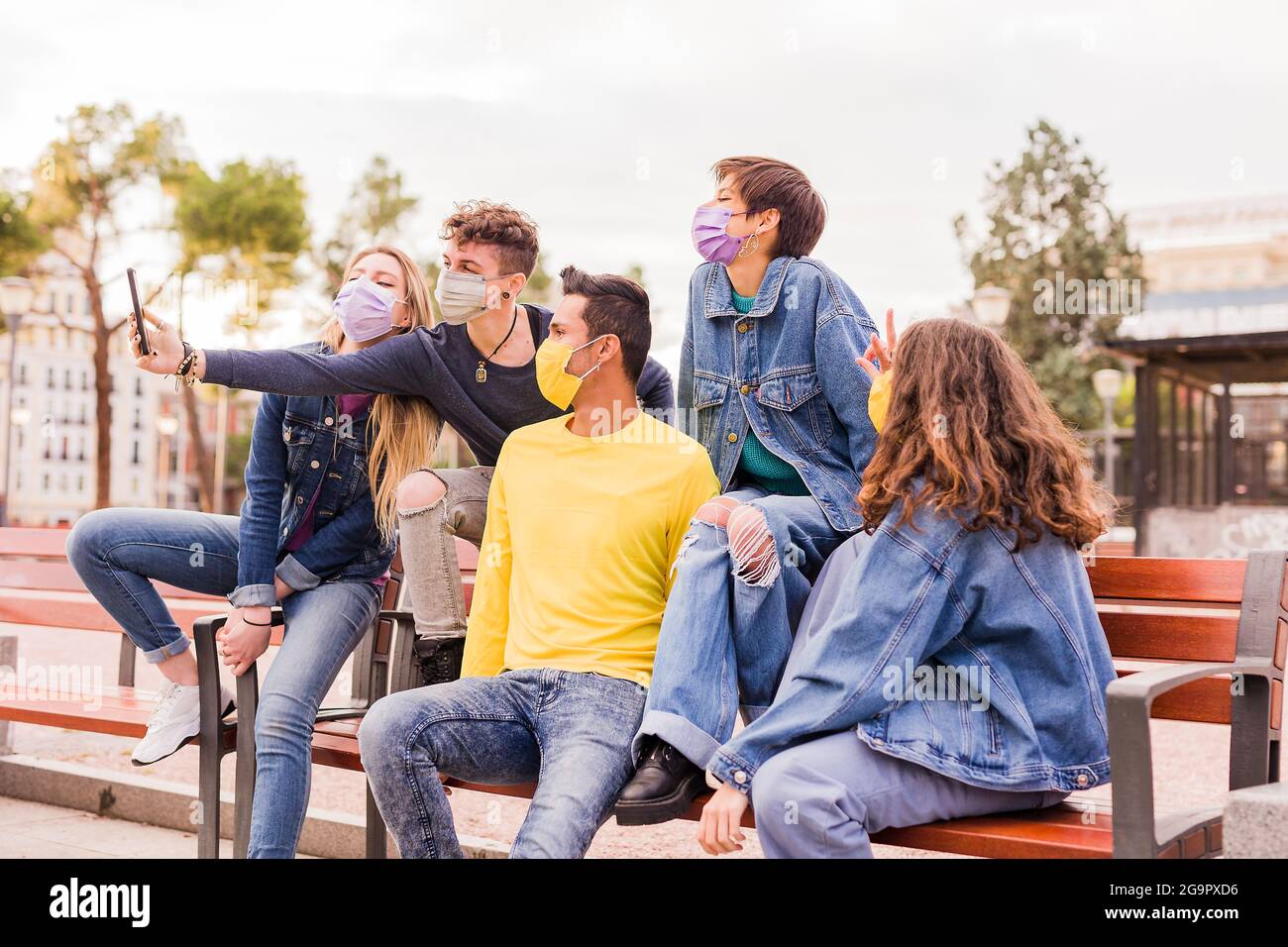 new normal corona virus life with a young studets multiracial group ...