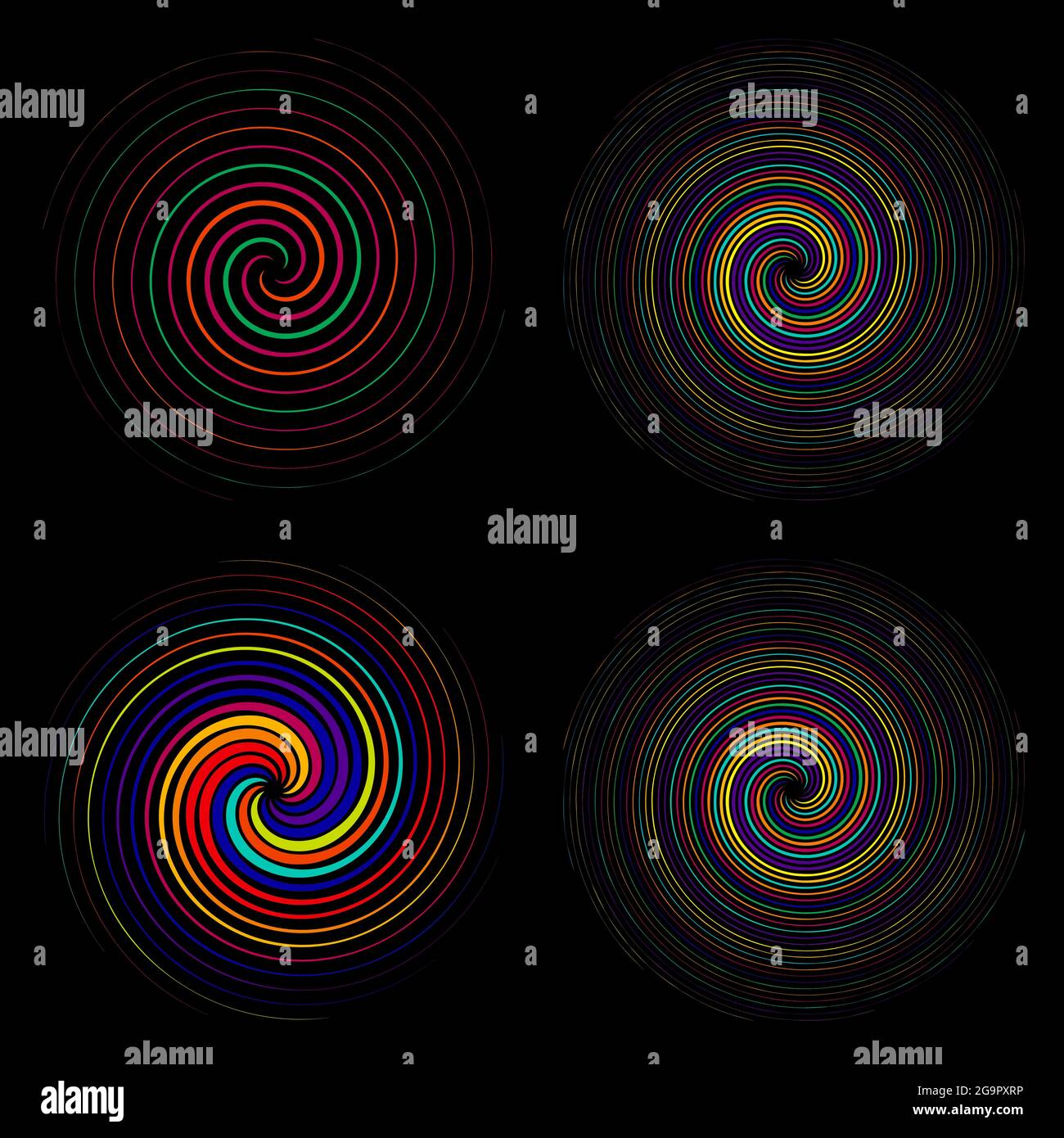 Spiral, swirl, twirl. Volute, helix, eddy and vortex shape. Radial ...