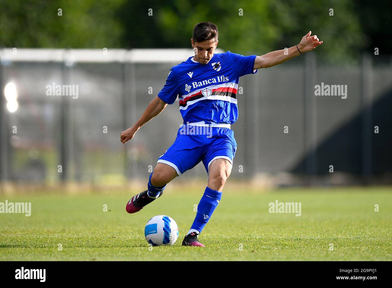 Temu, Italy. 26 July 2021. Laut Yepes of UC Sampdoria kicks the ball ...
