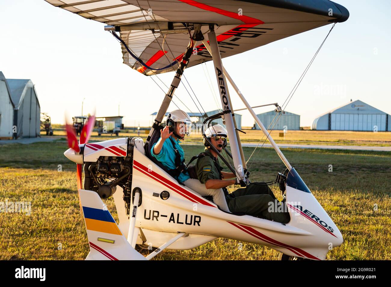 Odessa, Ukraine - July 14, 2016: Young smiling girl with pilot ...