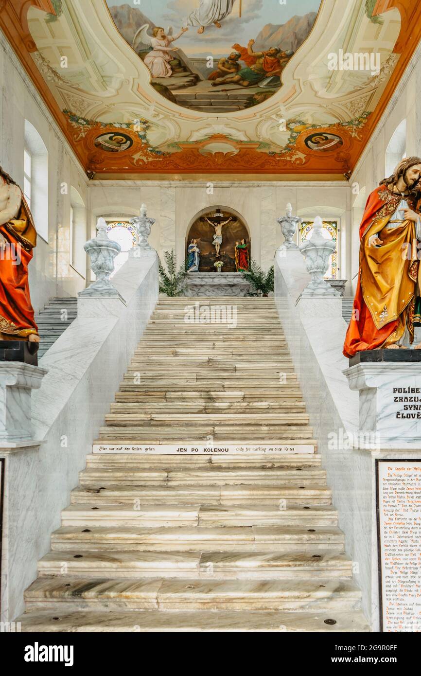 Kraliky, Czech Republic - July 12,2021. Mountain of Holy Mother with ...