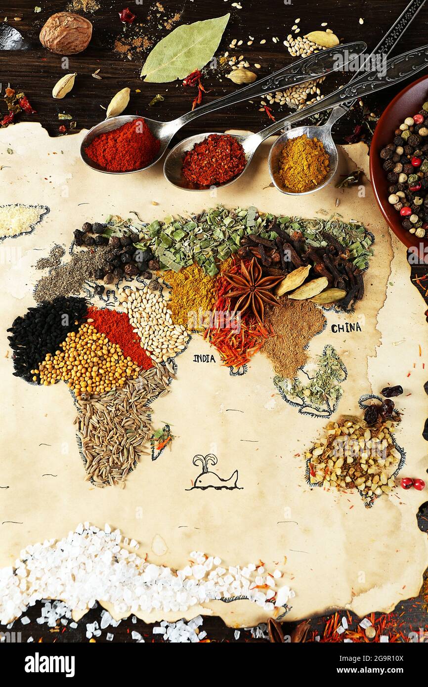 Spices india map hi-res stock photography and images - Alamy