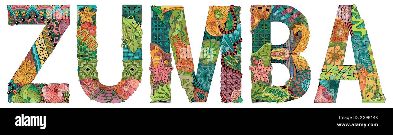 Hand-painted art design. Hand drawn illustration word ZUMBA for t-shirt ...