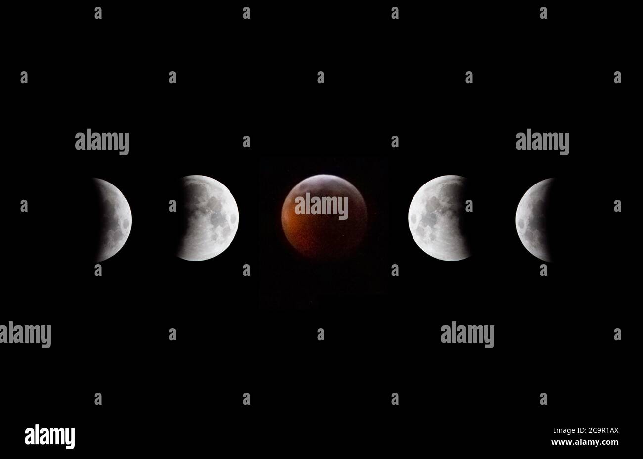 Lunar Eclipse full moon space multiple exposure Stock Photo - Alamy