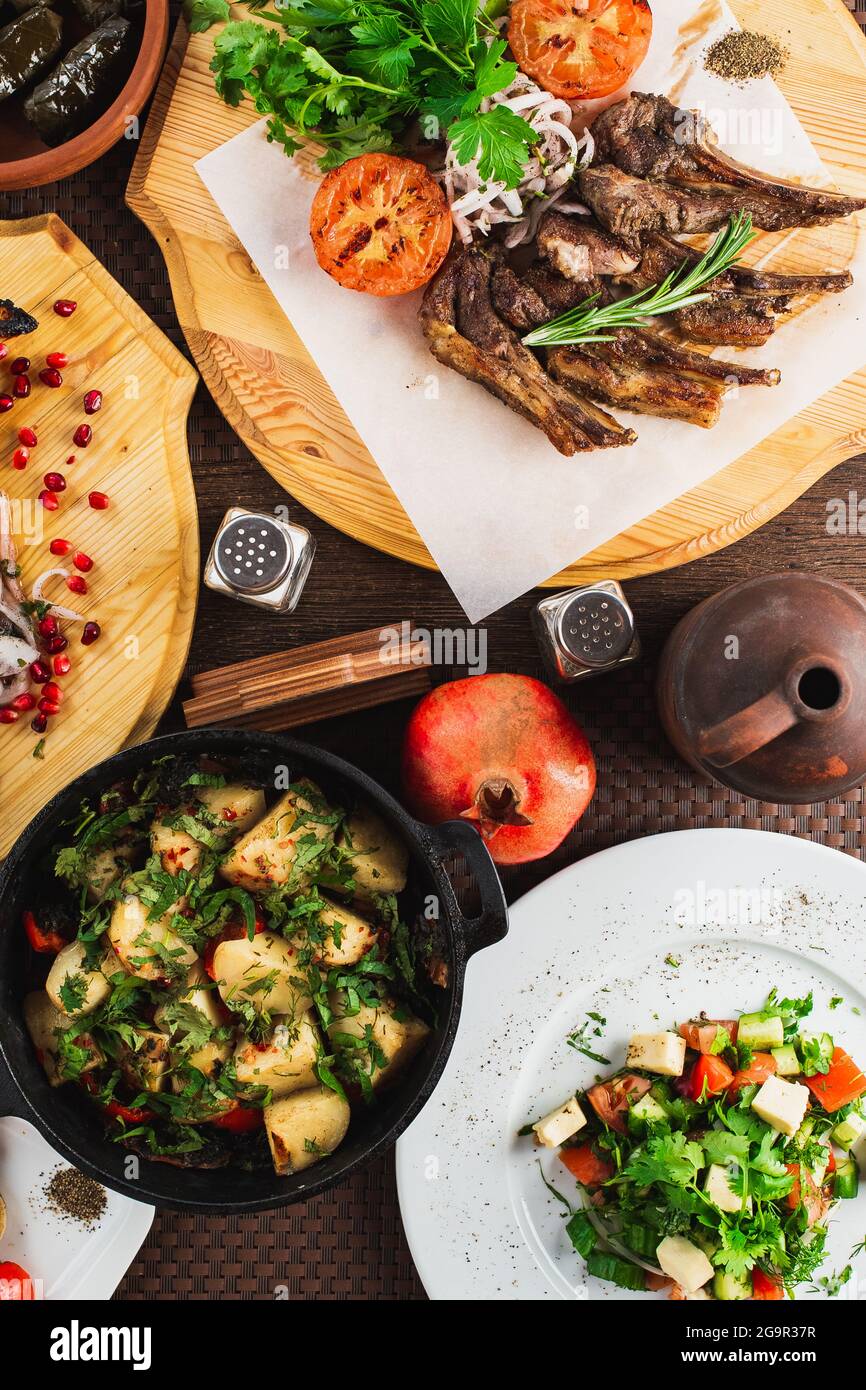 georgian national food. menu. georgian cuisine restaurant Stock Photo ...