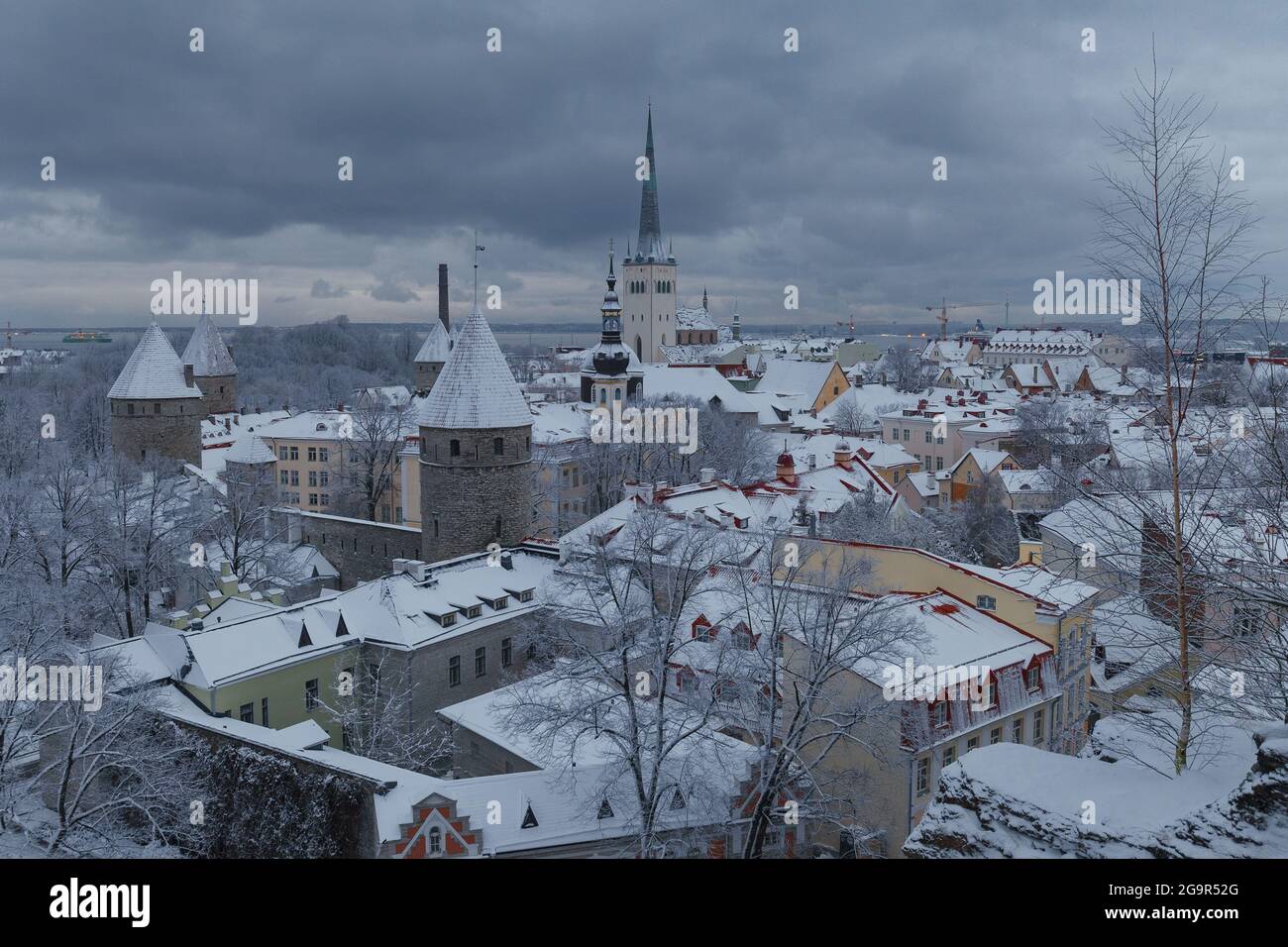 TALLINN, ESTONIA - JANUARY 04, 2021: View of streets of old town at ...