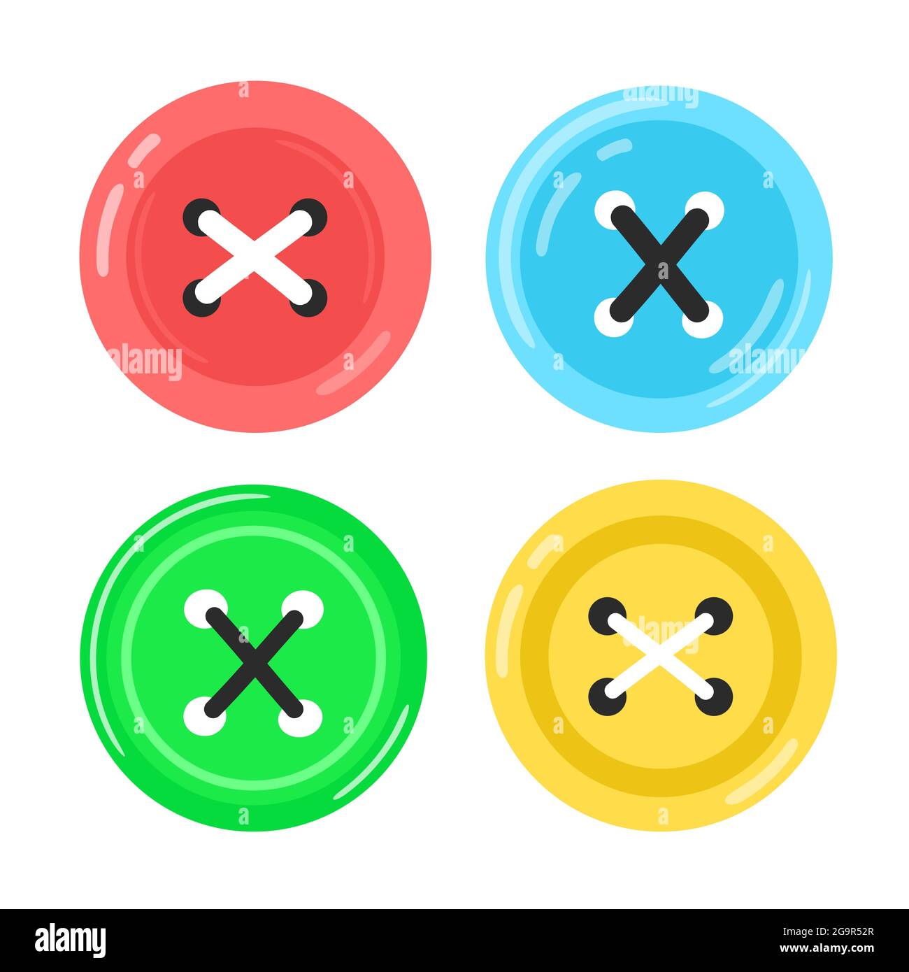 Cute clothing buttons bundle set. Vector flat cartoon illustration ...