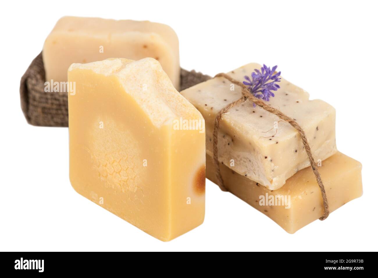 Spa set of natural homemade honey soap. Isolated on white Stock Photo ...