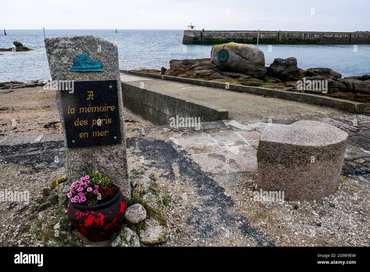 Memorial to the sailors who died at sea, Barfleur, Manche department ...