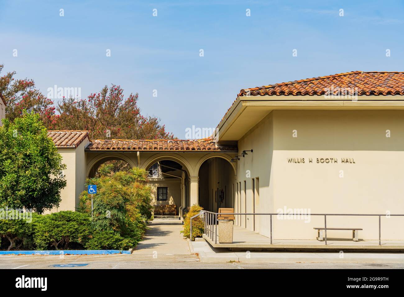 Morning sunny view of Willis H Booth Hall in the Occidental College at ...