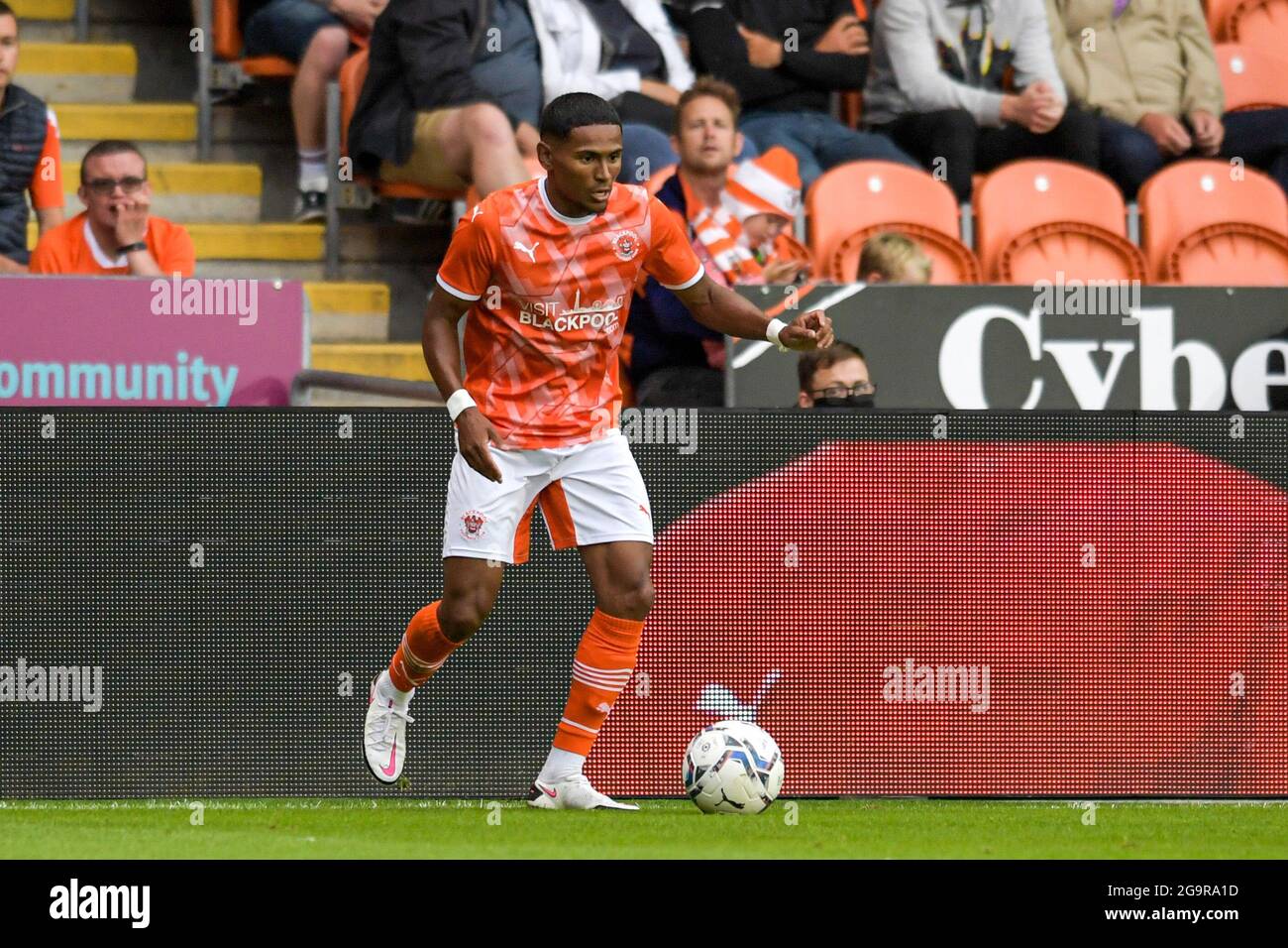 Demetri Mitchell of Blackpool with the ball Stock Photo - Alamy