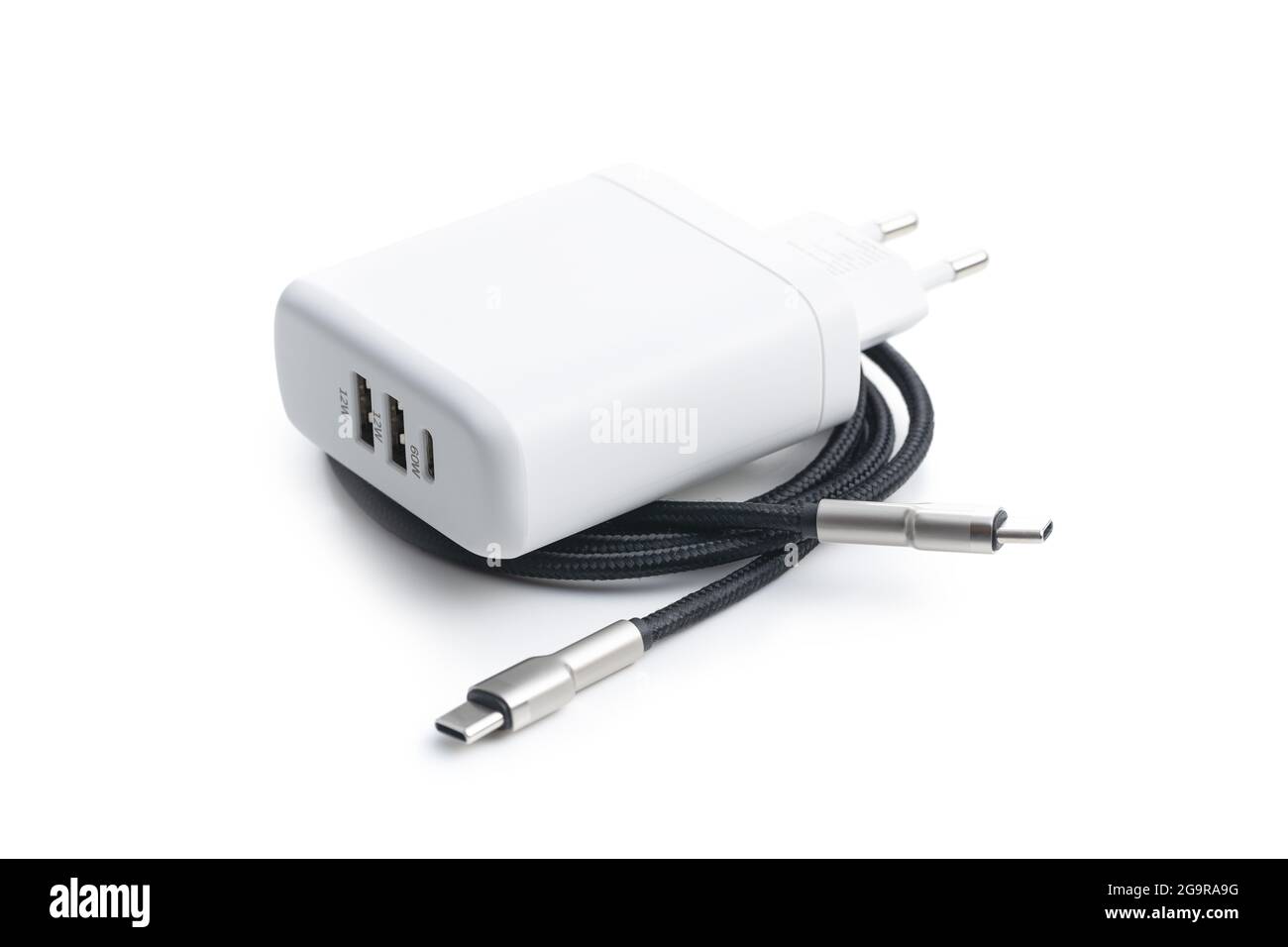 Cellphone wall charger isolated on white background Stock Photo - Alamy