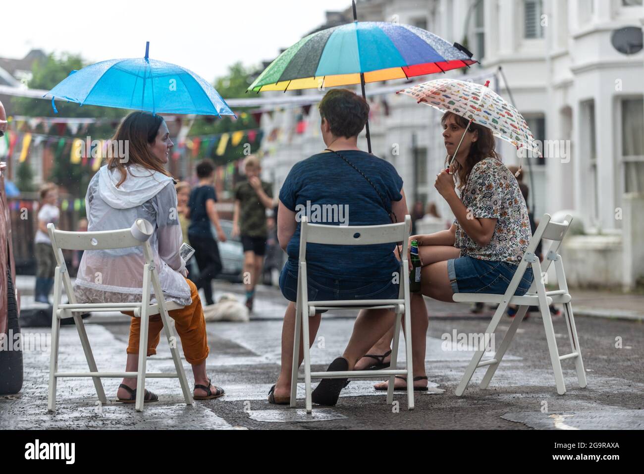 Brighton, July 25th 2021: Scene from a wet street party in Brighton ...