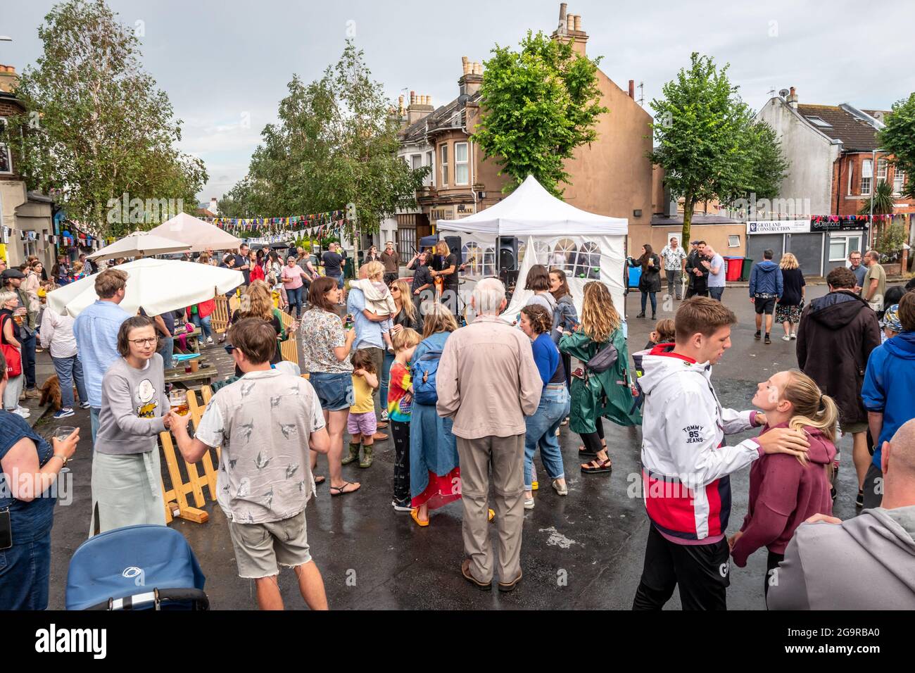 Brighton, July 25th 2021: Scene from a wet street party in Brighton ...
