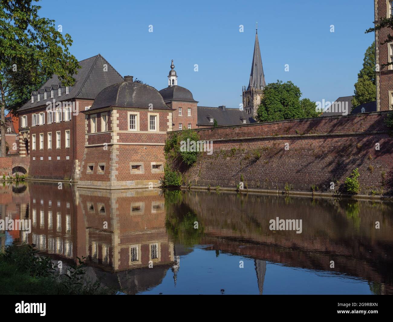 castle and windmill in ahaus germany Stock Photo - Alamy