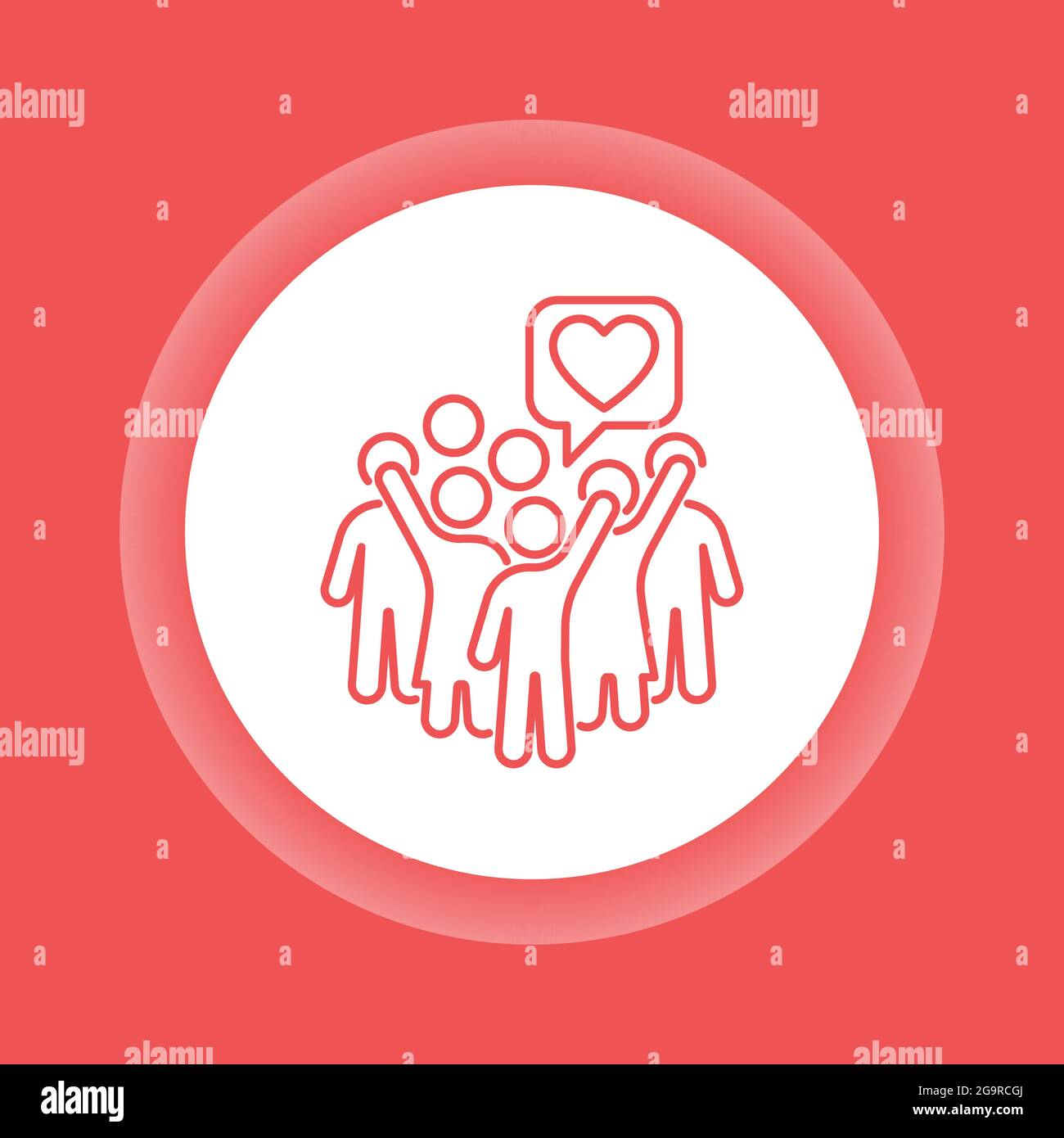 Group of volunteers color button icon. Non profit community. Charity ...
