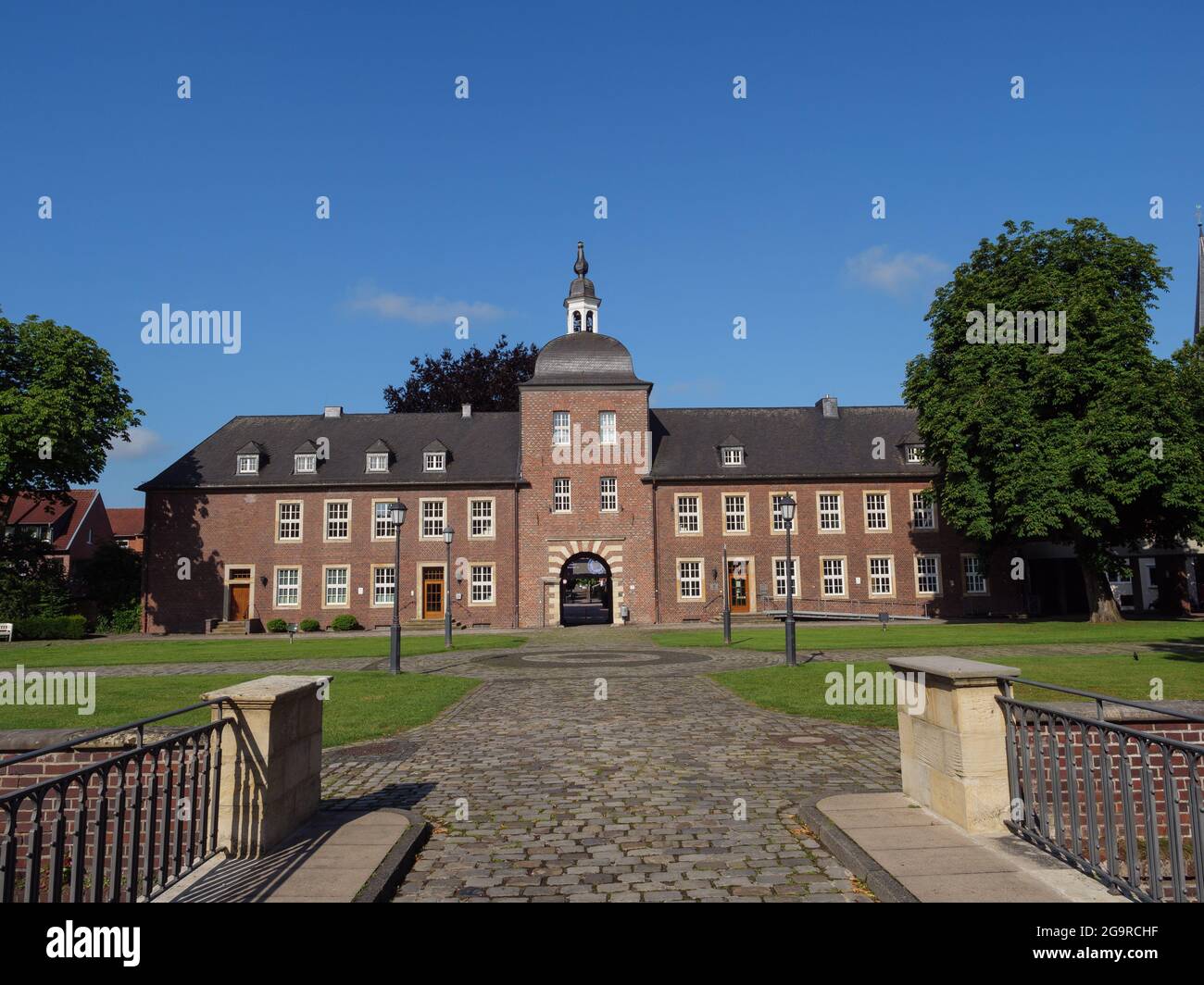 castle and windmill in ahaus germany Stock Photo - Alamy
