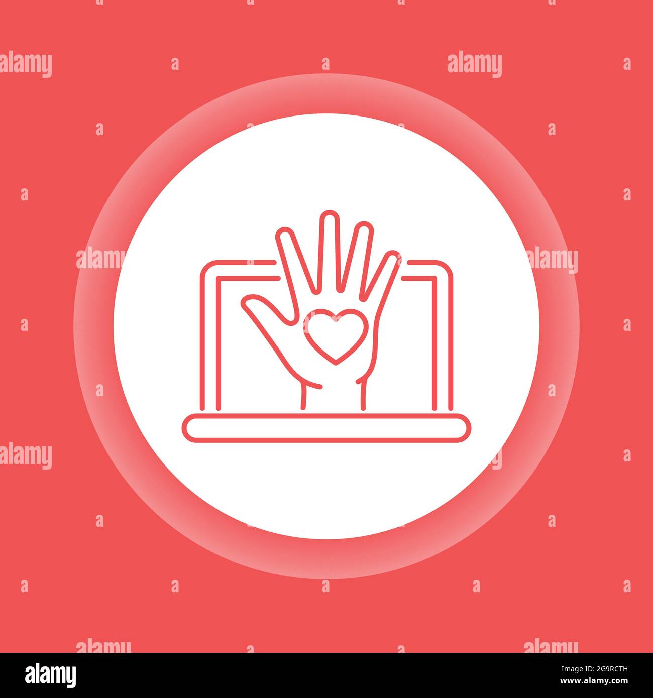 Online charity and volunteering color button icon. Fundraising vector ...