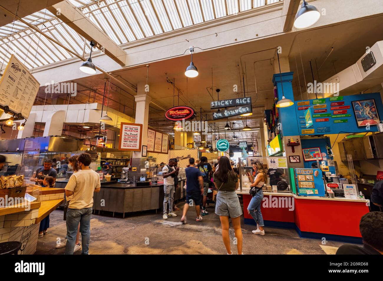 Los Angeles, JUL 24, 2021 - Interior view of the Grand Central Market ...