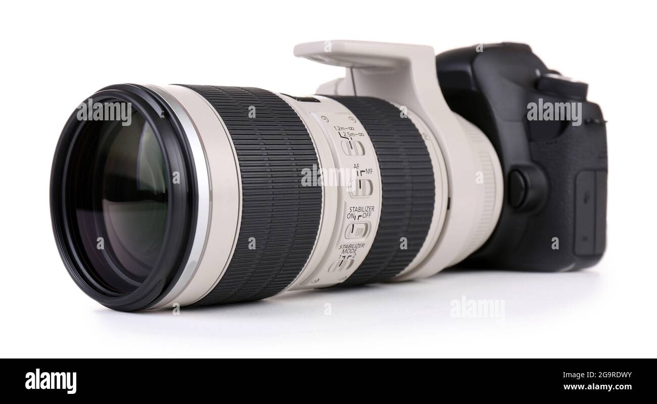 digital photo camera isolated on white Stock Photo - Alamy