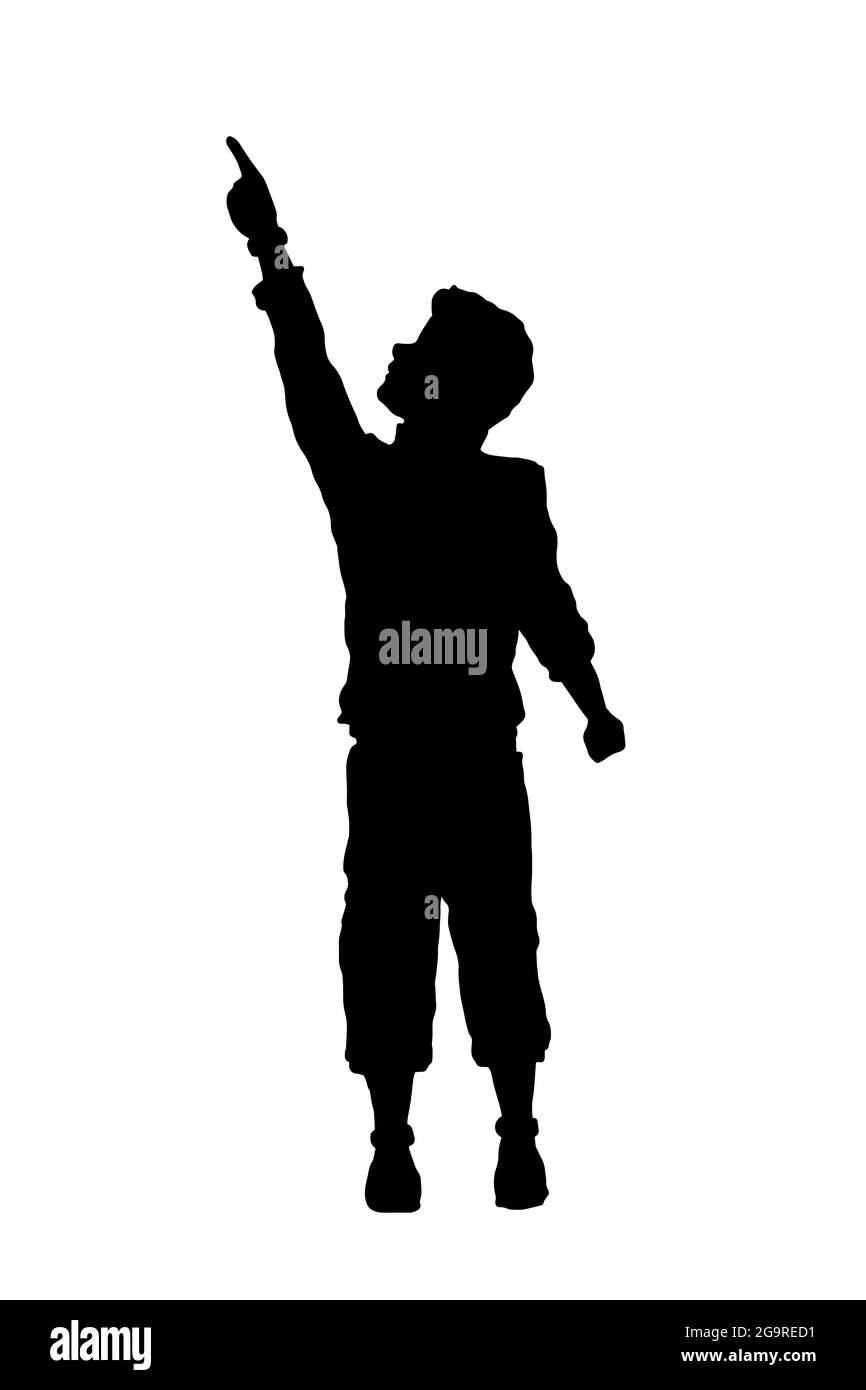 Young boy, up pointing,silhouette illustration Stock Photo - Alamy