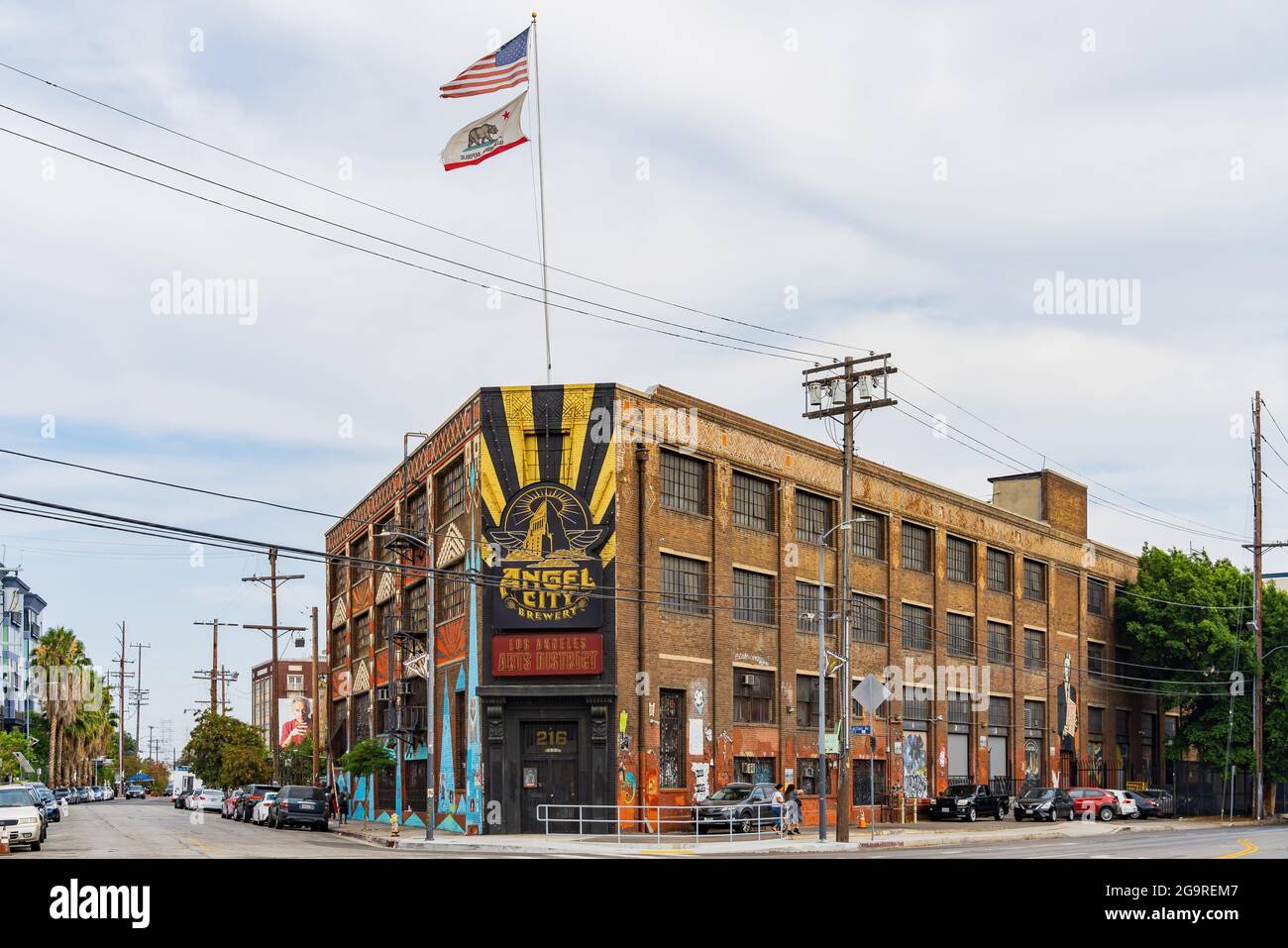 Los Angeles, JUL 24, 2021 - Exterior view of the Angel City Brewery ...