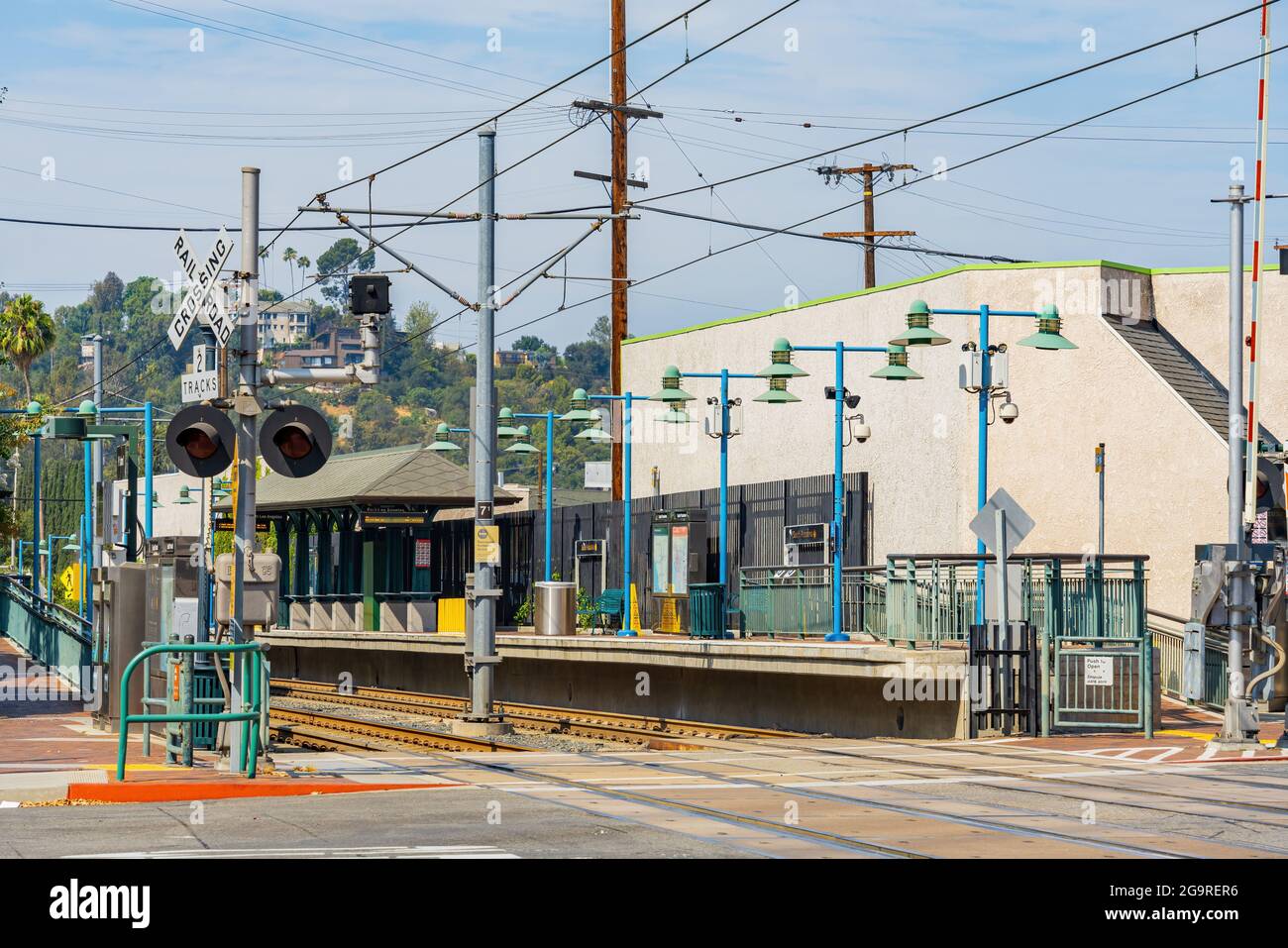 Los Angeles, JUL 25, 2021 - Sunny view of the East Los Angeles gold ...