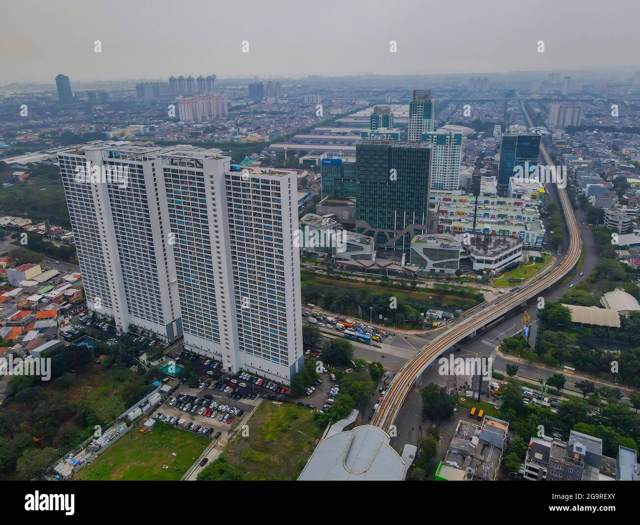 Aerial view of Architecture details Modern Building Glass facade ...
