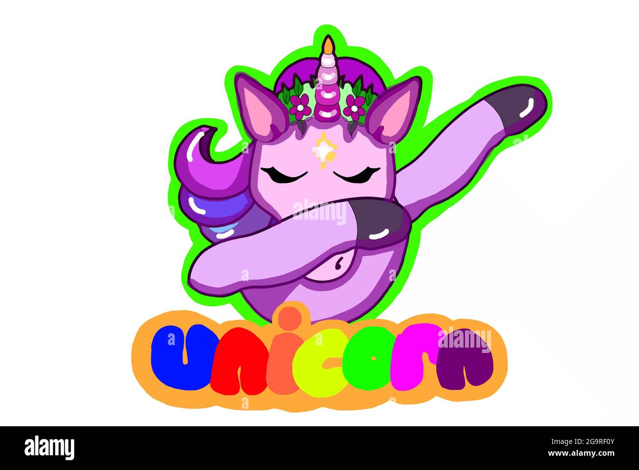 Cute, cartoon characters, unicorn making dap pose, illustration color ...