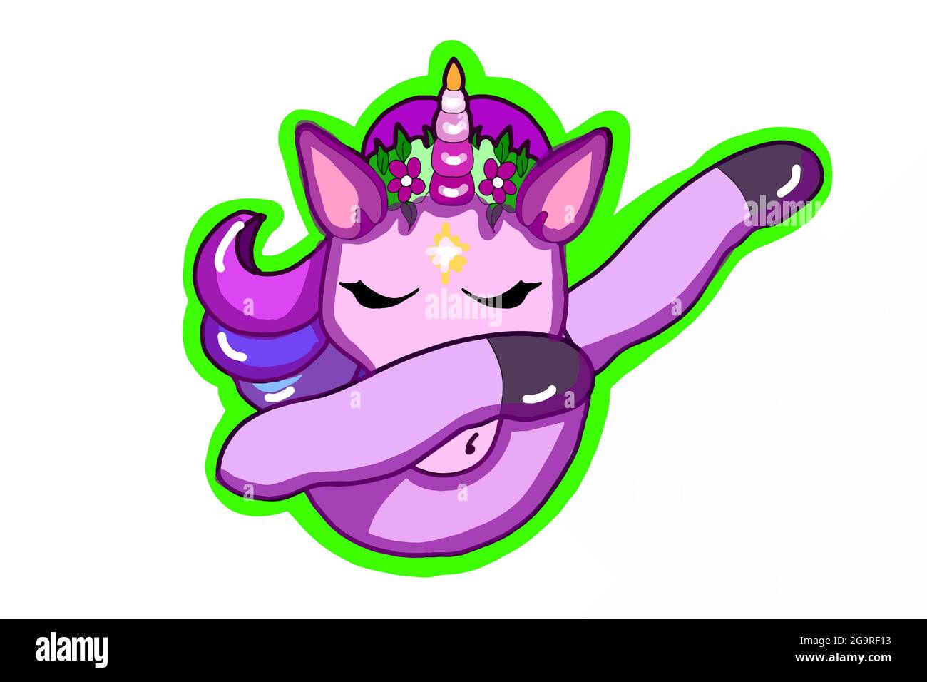 Cute, cartoon characters, unicorn making dap pose, illustration color ...