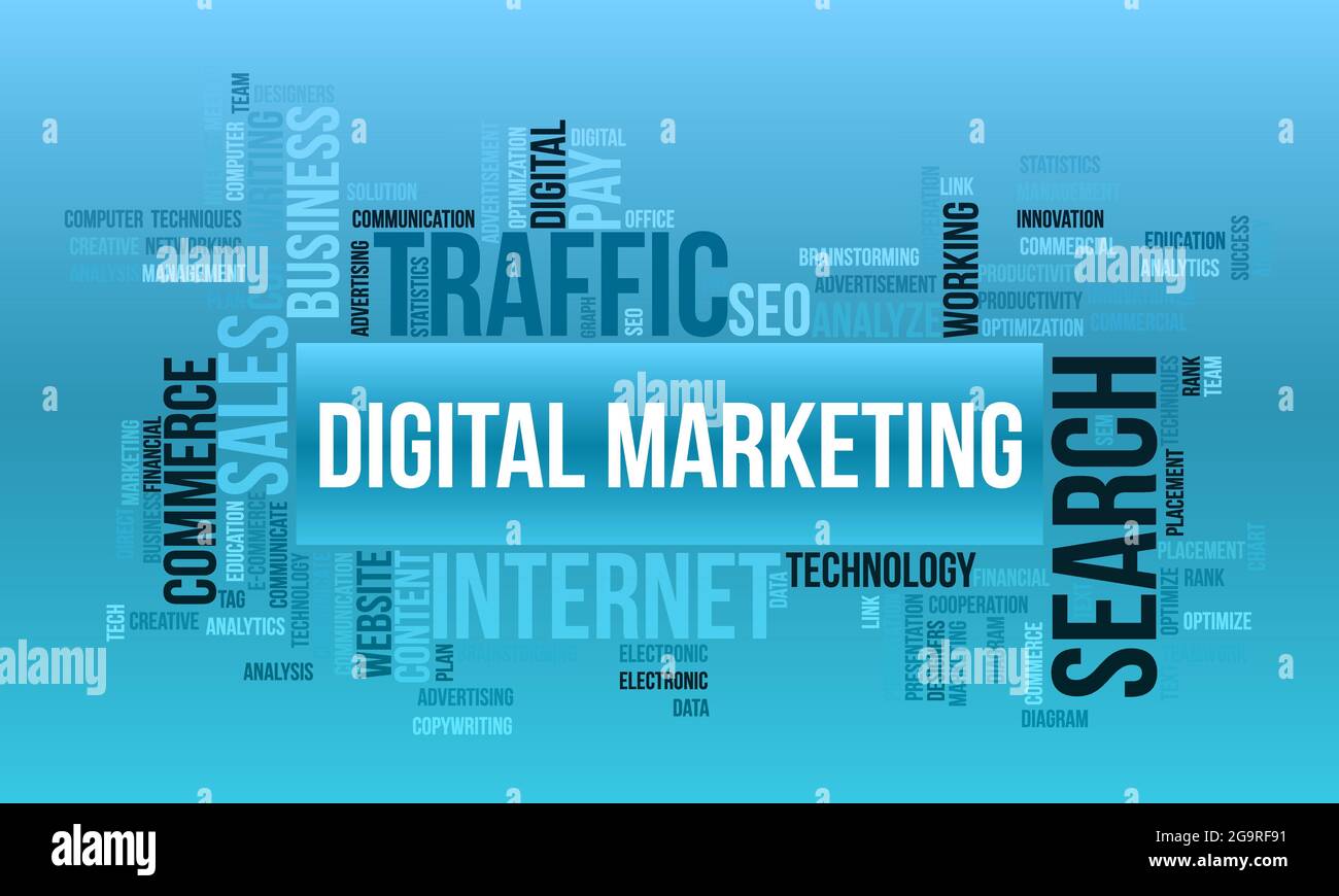 Business Concept Background, Digital Marketing Futuristic Word Cloud ...