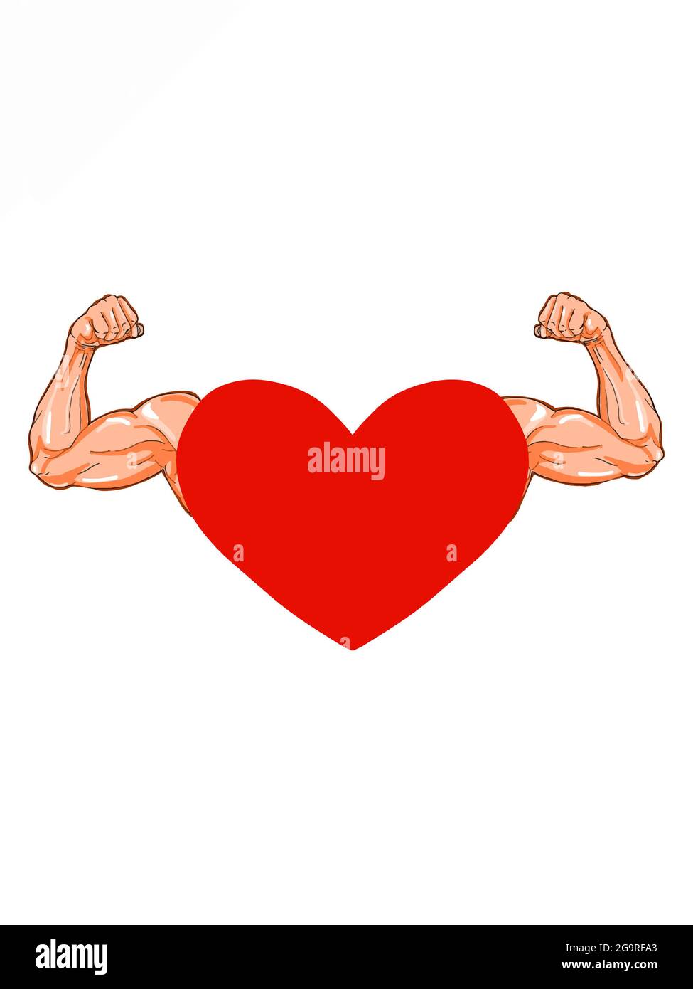 Red heart, strong arms , illustration Stock Photo - Alamy