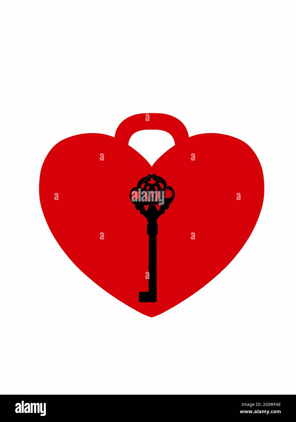 Red heart lock ,illustration drawing Stock Photo - Alamy