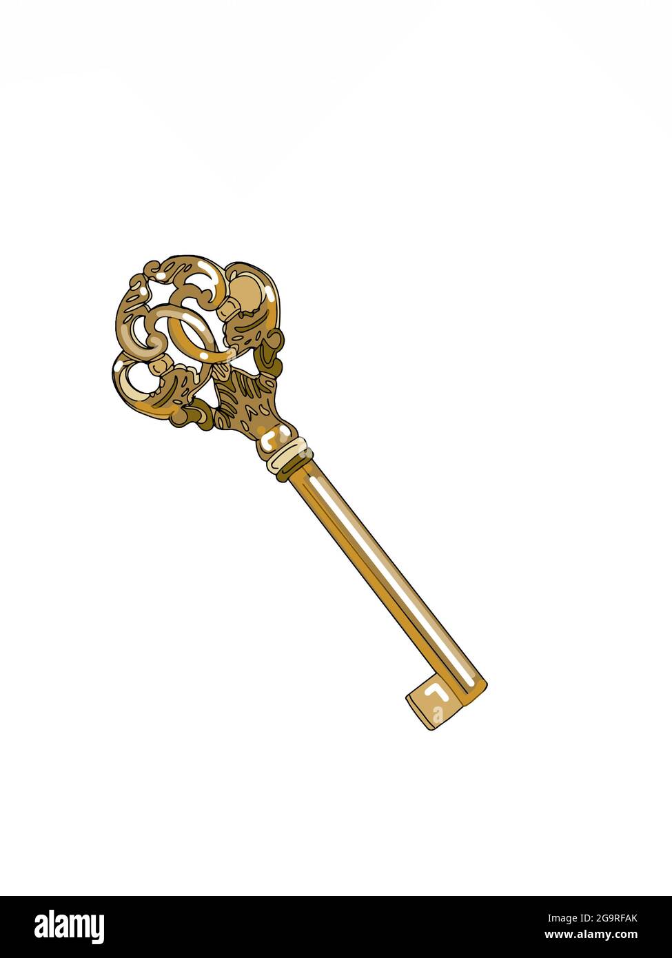 Key vintage ,illustration ,cartoon, white background Stock Photo - Alamy