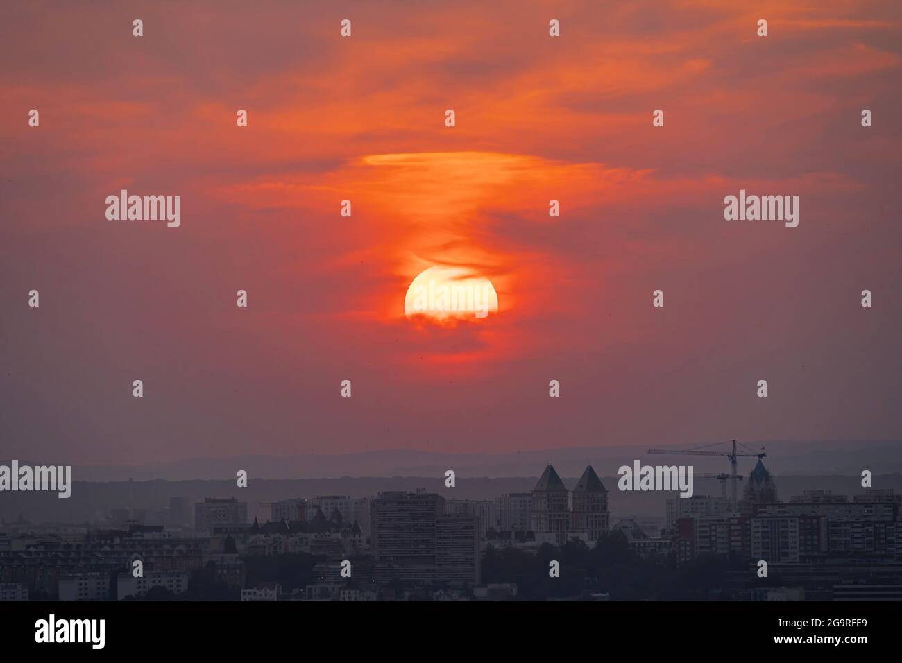 Paris, France - 07 22 2021: Eiffel Tower: Sunset over Paris and La ...