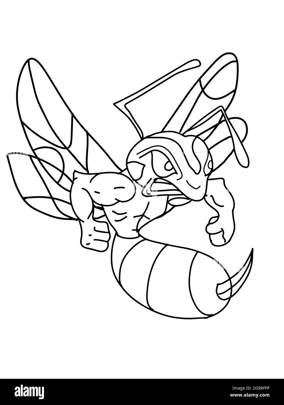 Angry Bee Mascot characters illustration, line drawing Stock Photo - Alamy