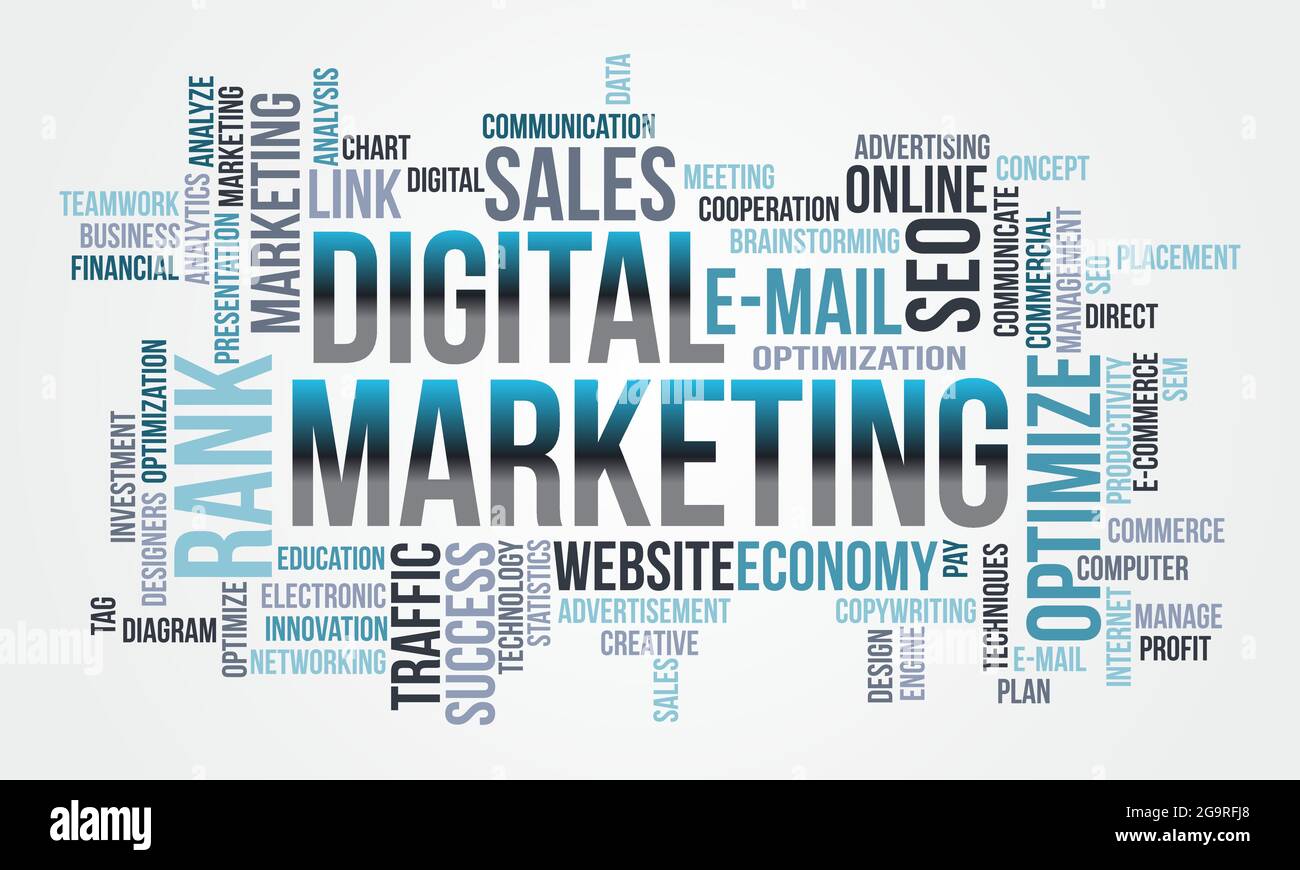 Business Concept Background, Digital Marketing Word Cloud Stock Vector ...