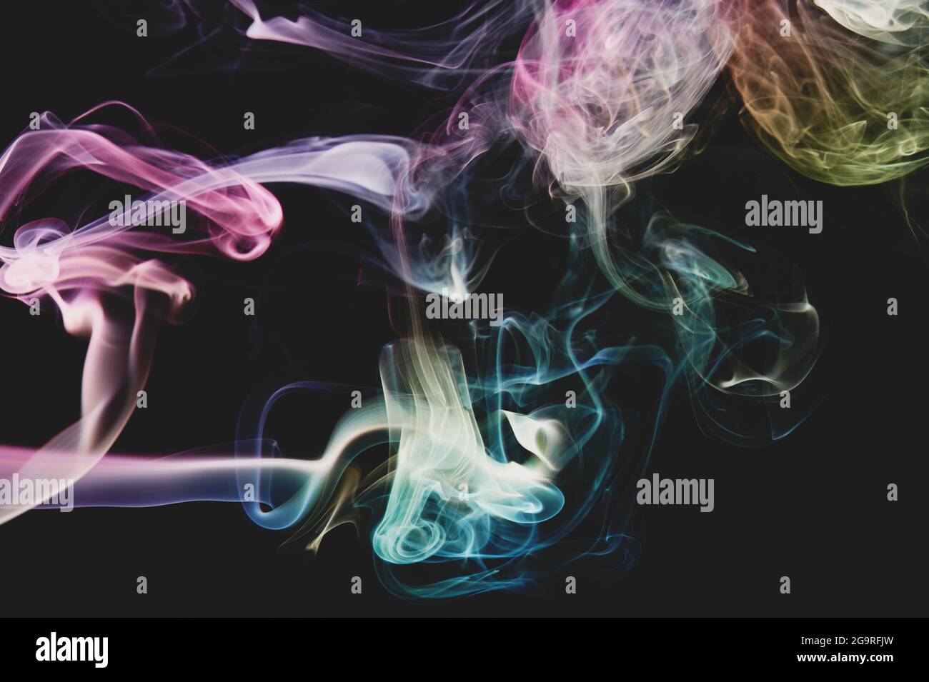 Clean smooth colorful smoke abstract waves pattern on dark wallpaper ...