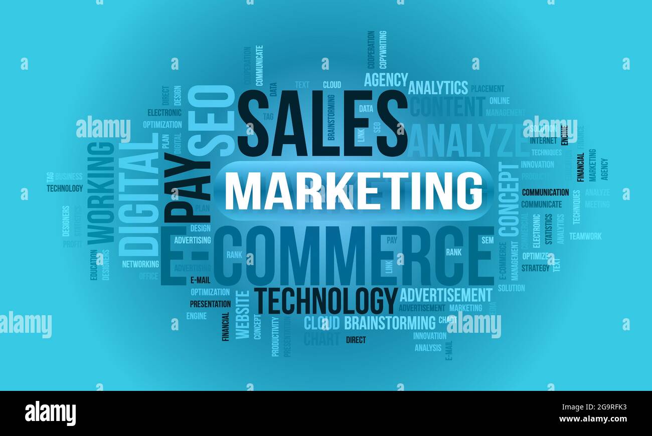 Business Concept Background, Digital Marketing Futuristic Word Cloud ...