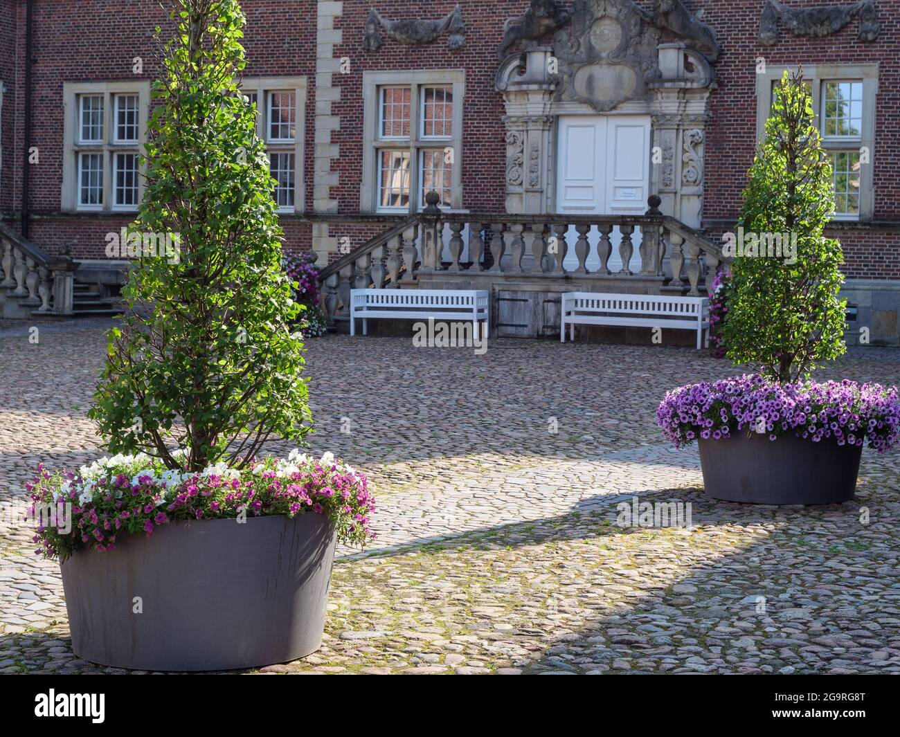 castle and windmill in ahaus germany Stock Photo - Alamy