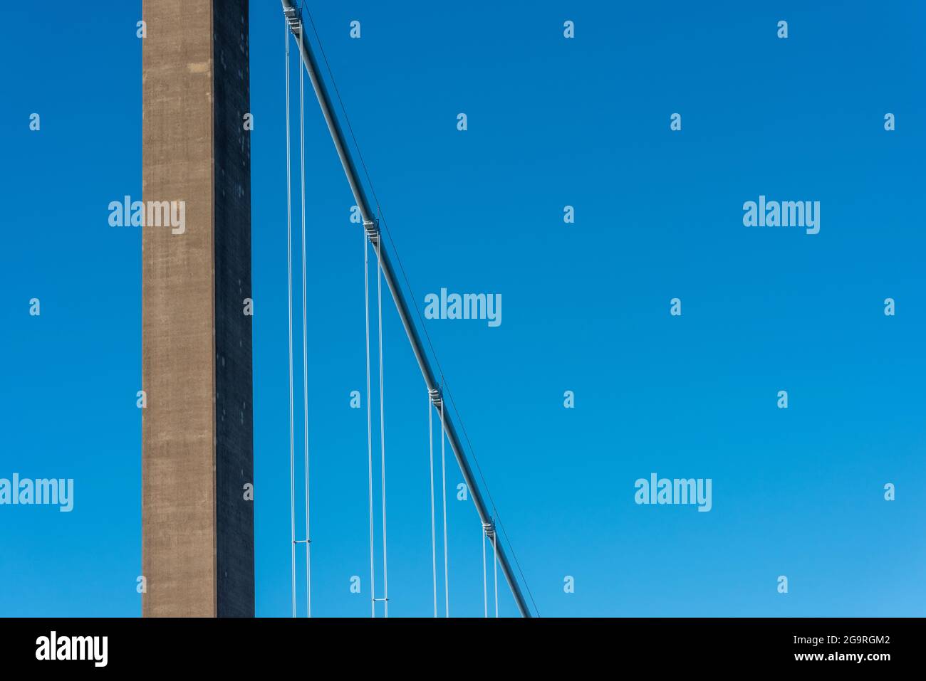 Cables and tower of a suspension bridge Stock Photo - Alamy