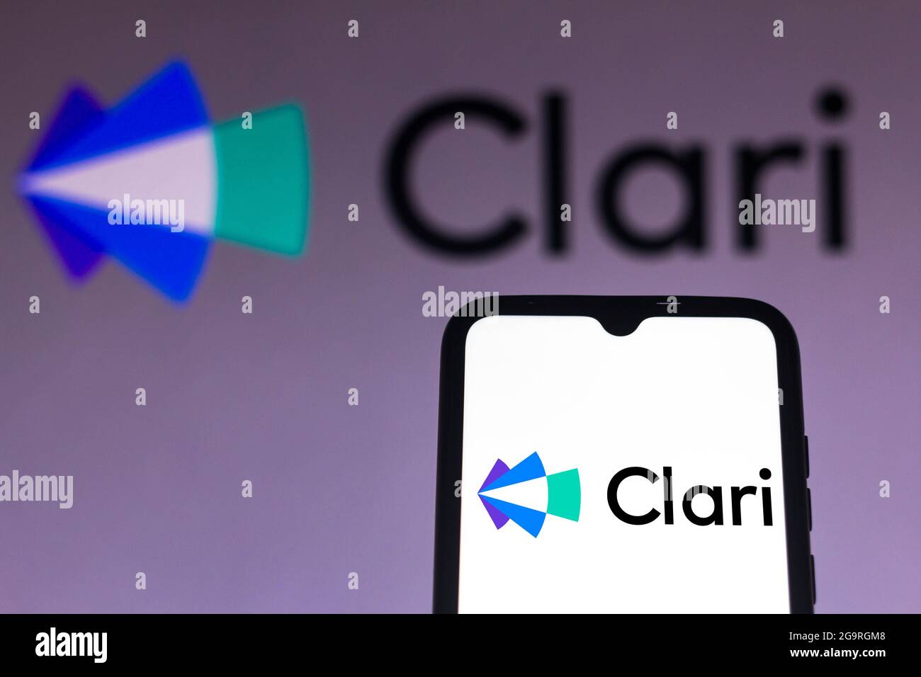 In this photo illustration the Clari logo is seen displayed on a ...