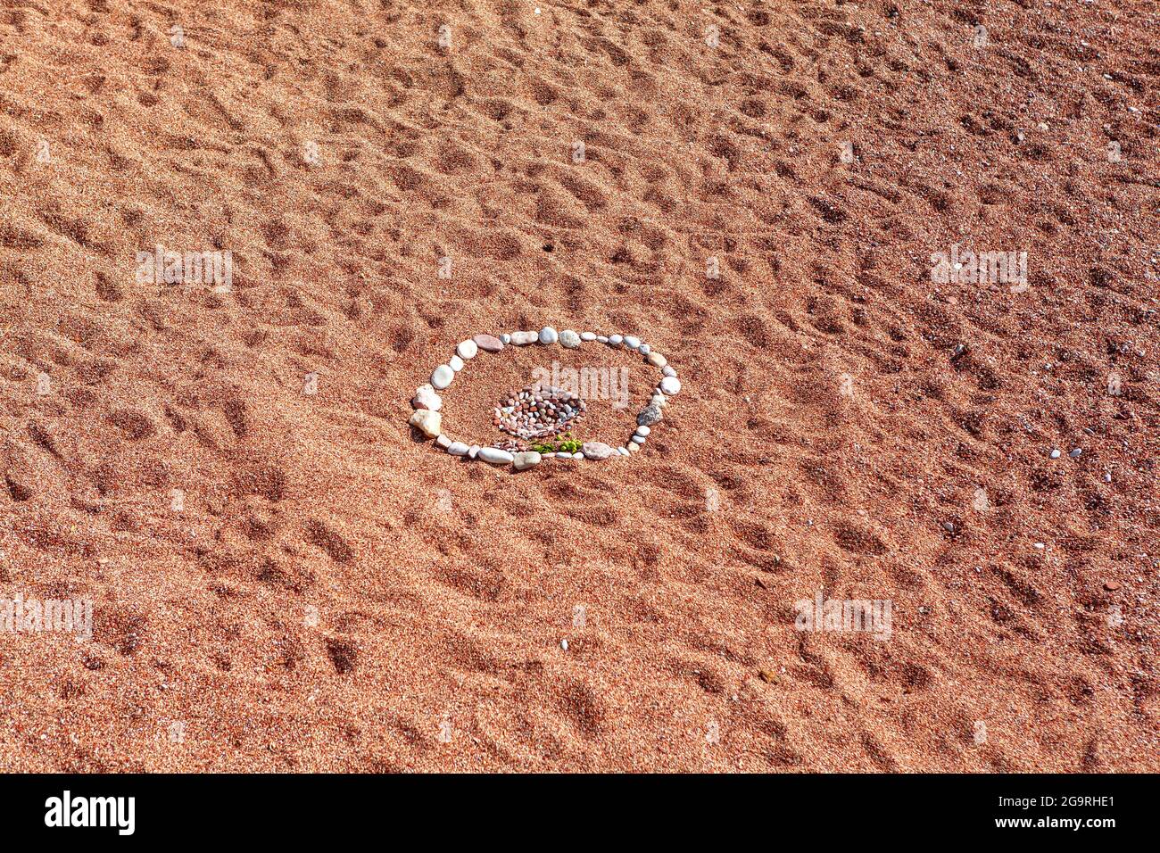 Red Sand Beach Background . Stones composition on the beach , vacation ...