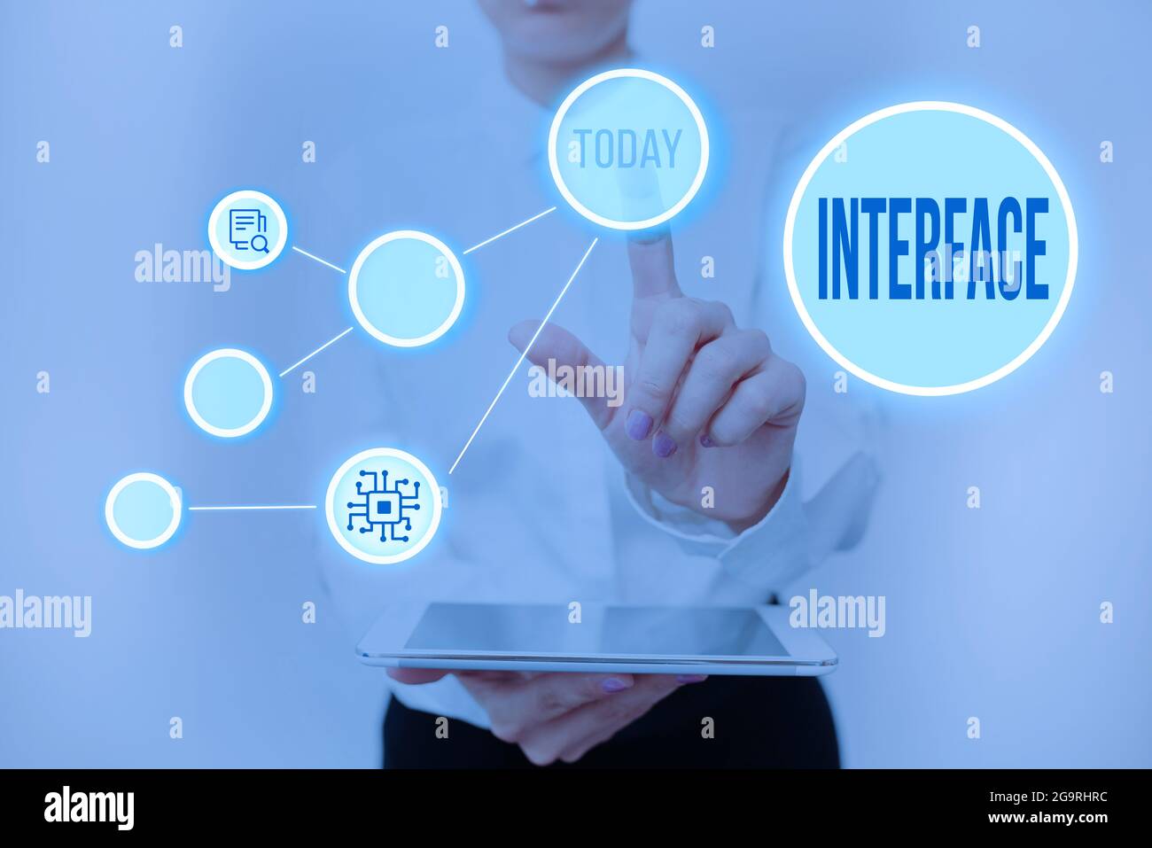 Handwriting text Interface. Word Written on point of meeting and ...