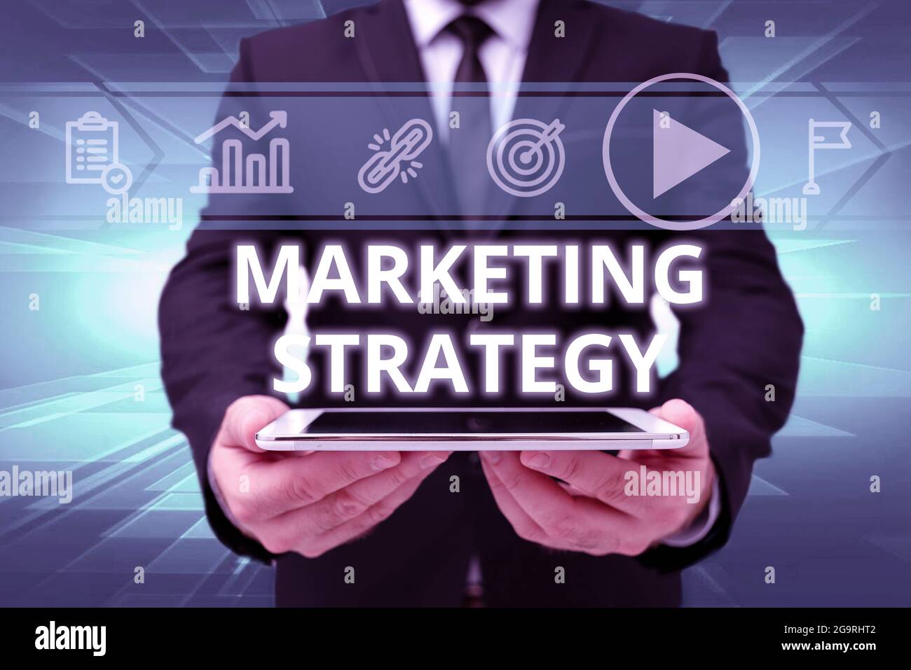 Text sign showing Marketing Strategy. Word Written on plan of action ...